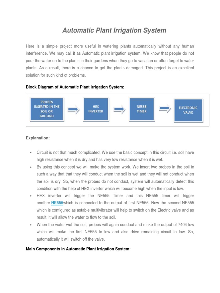 Automatic Plant Irrigation System Guide | PDF | Electromagnetism ...