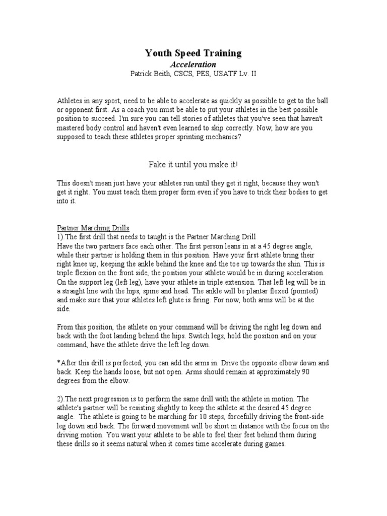 Youth Speed Training | PDF | Anatomical Terms Of Motion | Sports