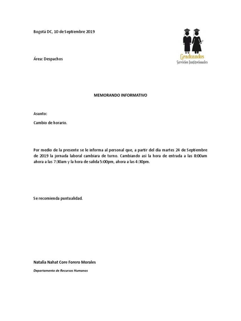 MEMORANDO INFORMATIVO