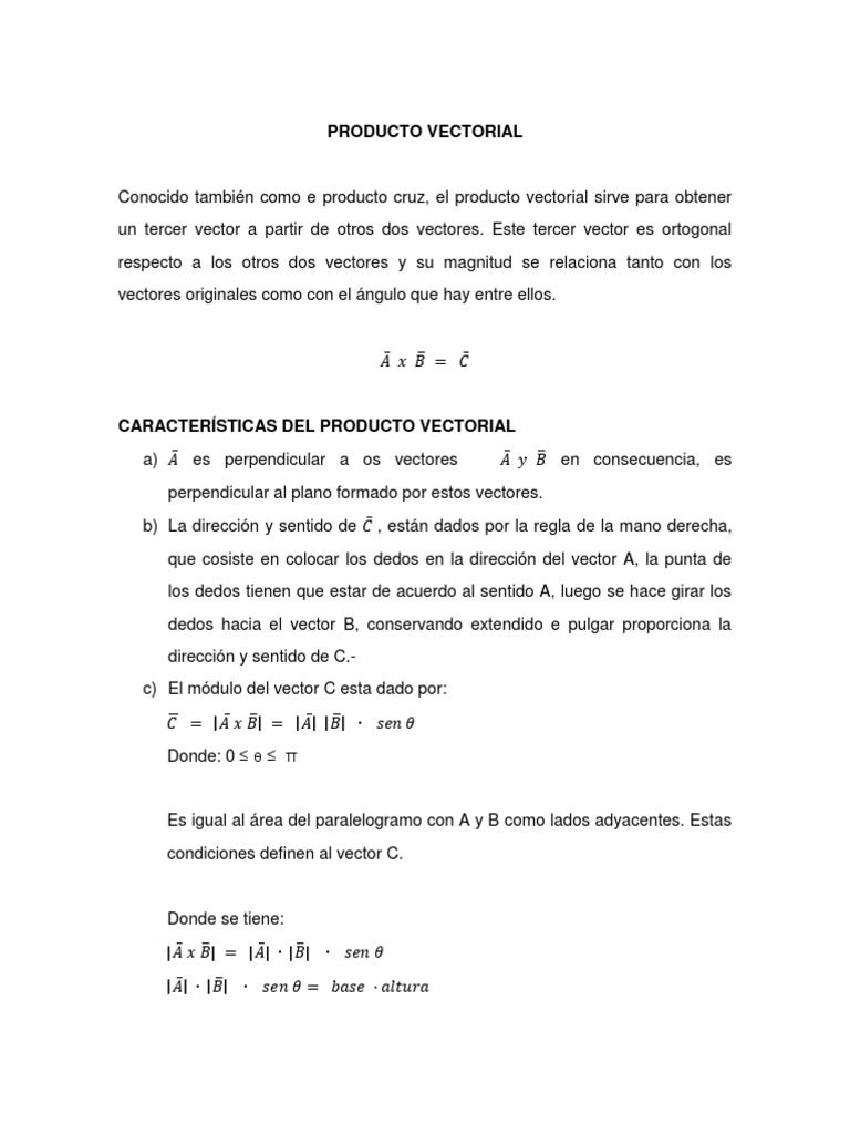 Producto Vectorial | PDF | Vector Euclidiano | Álgebra lineal