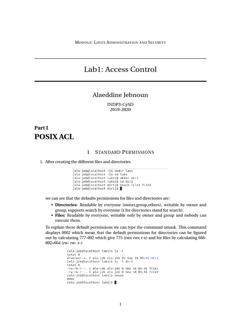 Lab1: Access Control: Posix Acl | PDF | Secure Shell | Computer ...