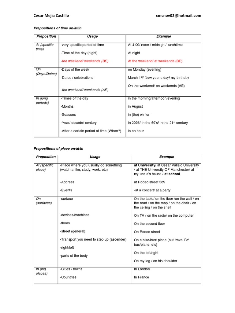 E3 2B Prepositions by Your Beloved Teacher | PDF | Nature
