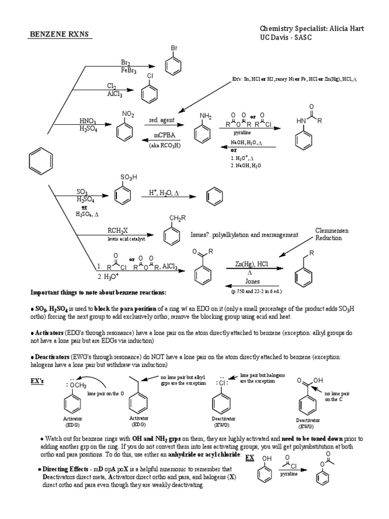 Benzene Rxns | PDF | Chemical Reactions | Chemical Compounds
