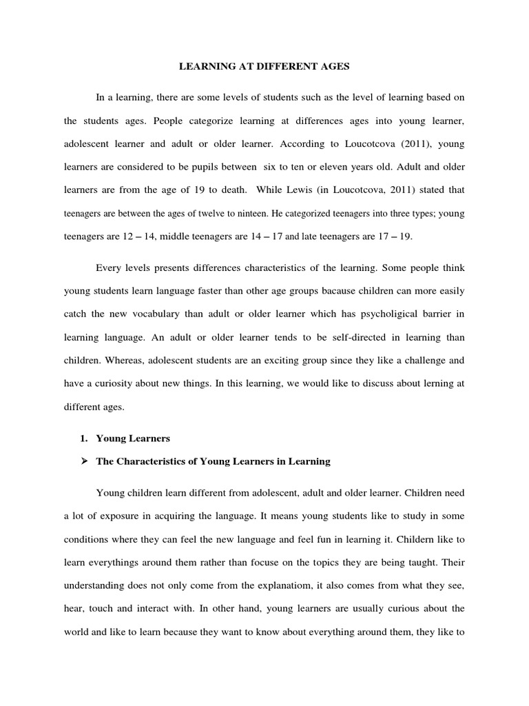 Learning at Different Ages | PDF | Teaching Method | Adolescence