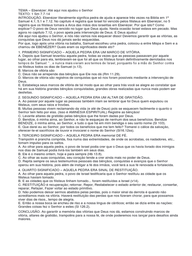 Significado de Ebenézer na Bíblia | PDF | Samuel | Deus