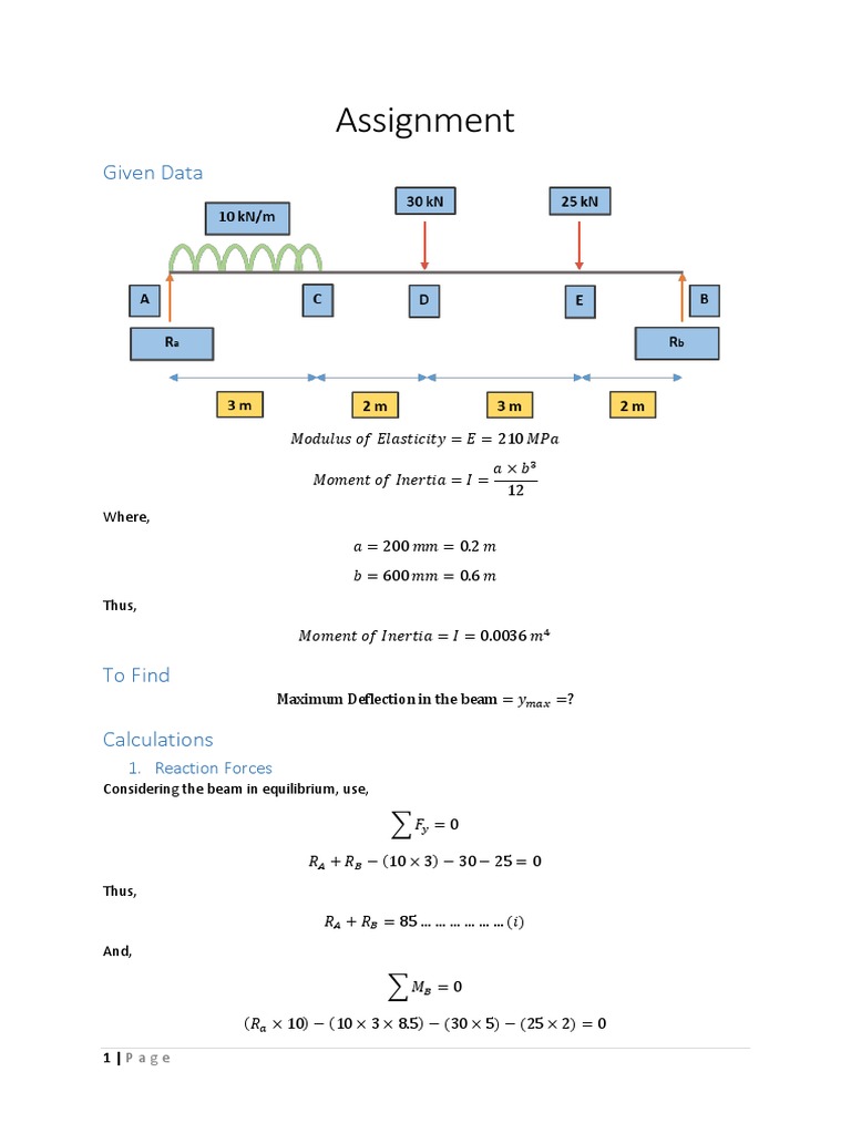 Maximum Beam Deflection Calculation | PDF | Bending | Continuum Mechanics