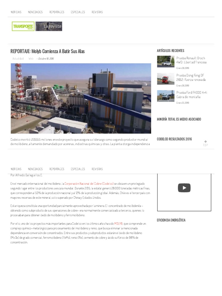 Molymet Planta | PDF | Molibdeno | Cobre