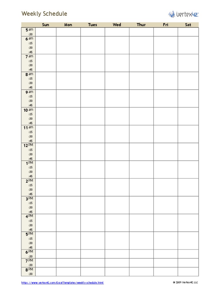 Weekly Schedule: Sun Mon Tues Wed Thur Fri Sat 5 6 | PDF | Home ...