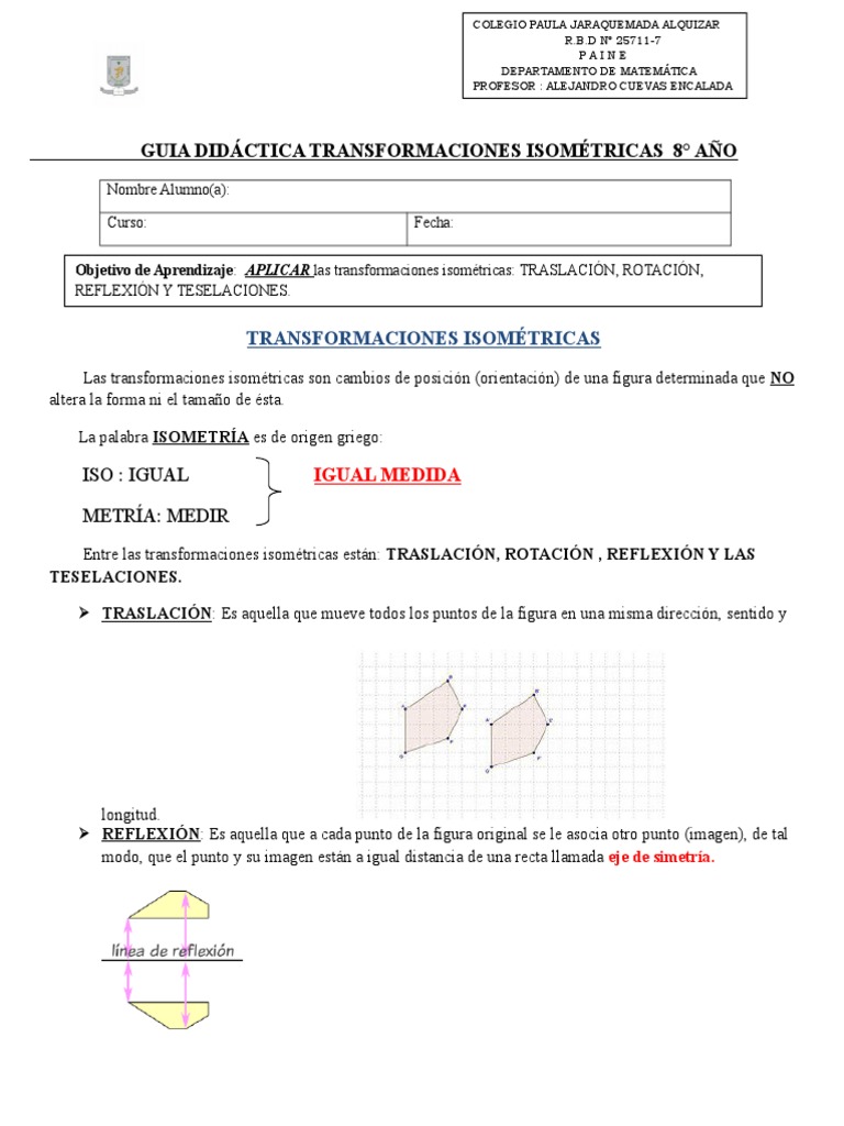 Guia Didáctica Transformaciones Isométricas | PDF | Rotación | Euclides
