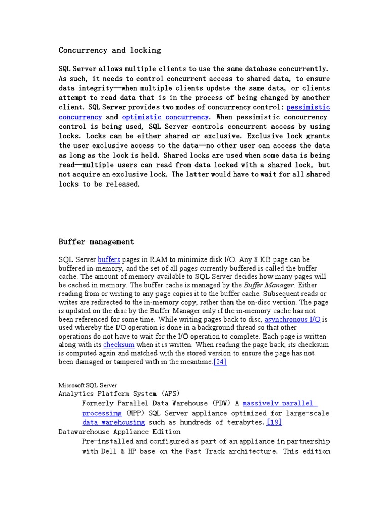 Concurrency And Locking Pdf Microsoft Sql Server Database Index