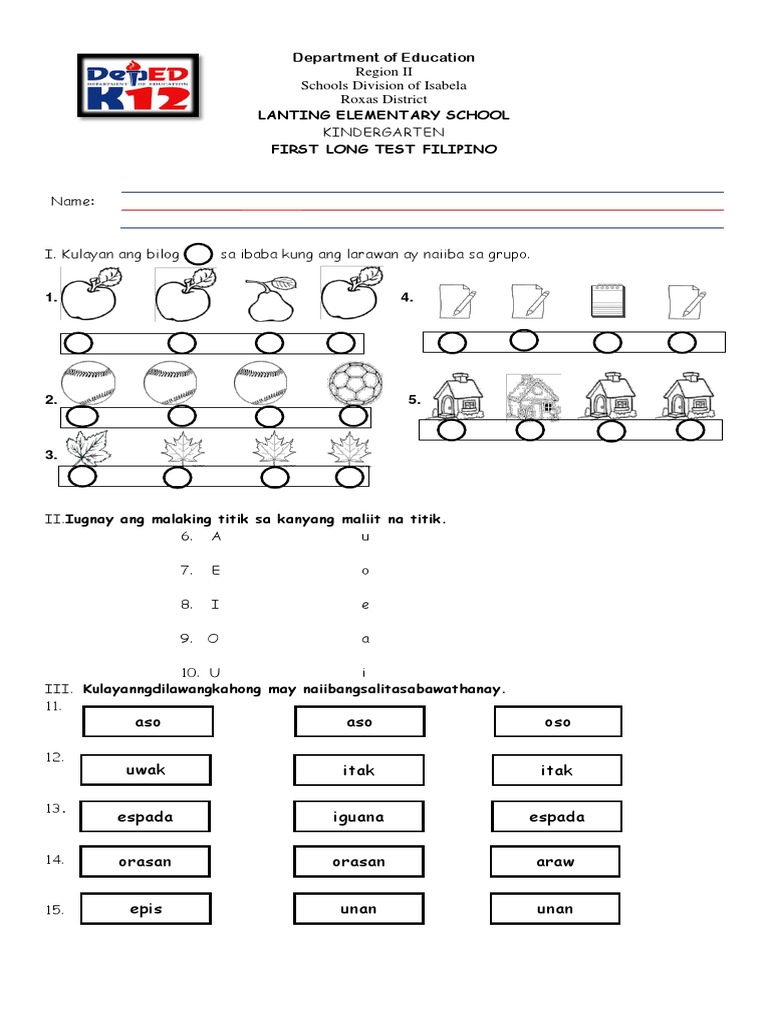1st Periodical Test (Filipino) - MRF | PDF
