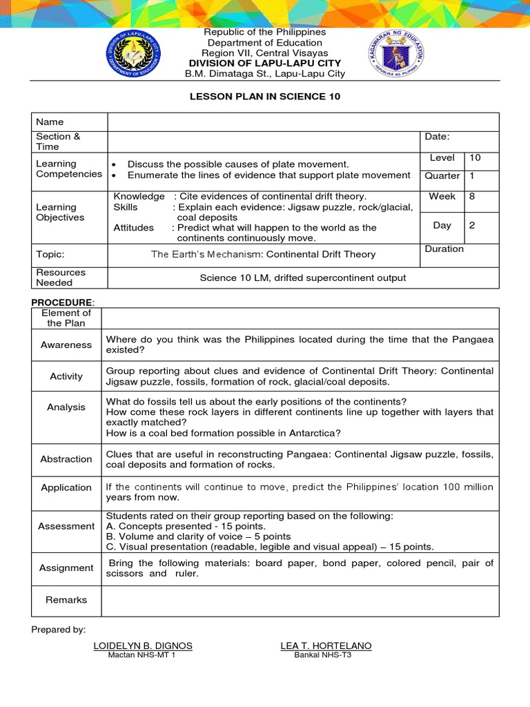 Science 10 - Q1 - W8 - D2 | PDF | Plate Tectonics | Continent