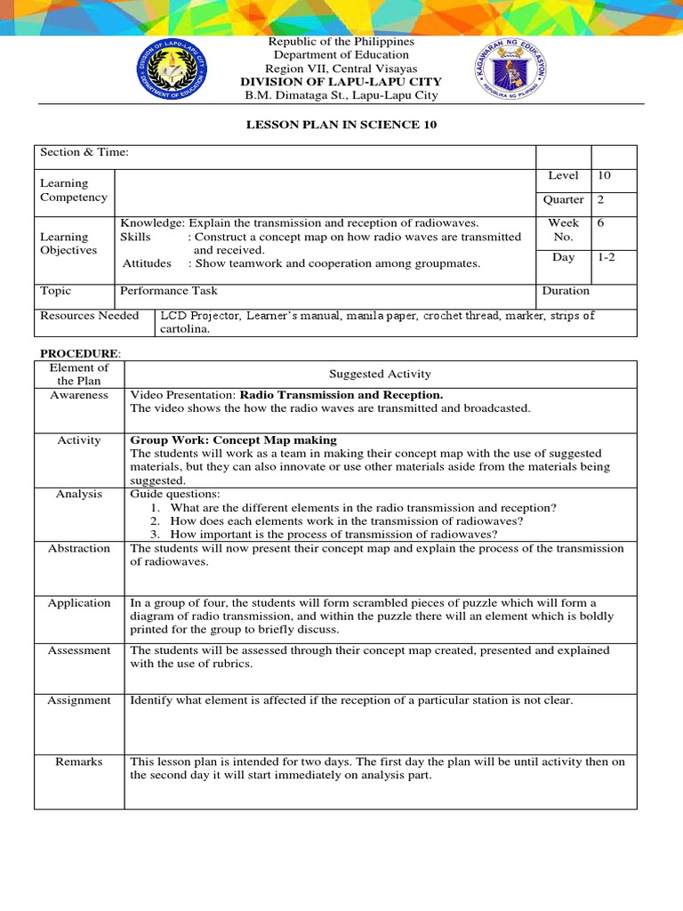Science 10 Lesson Plan: Radio Waves | PDF | Lesson Plan | Applied ...