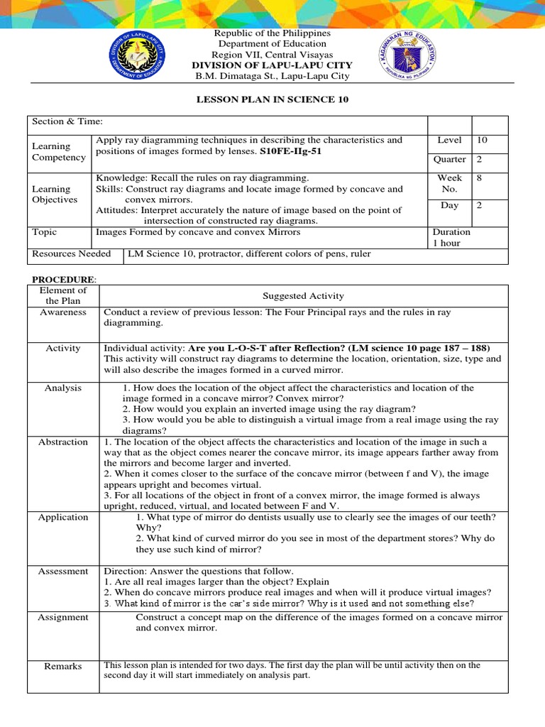 Science 10 - Q2 - W8 - D2 | PDF | Mirror | Cognition