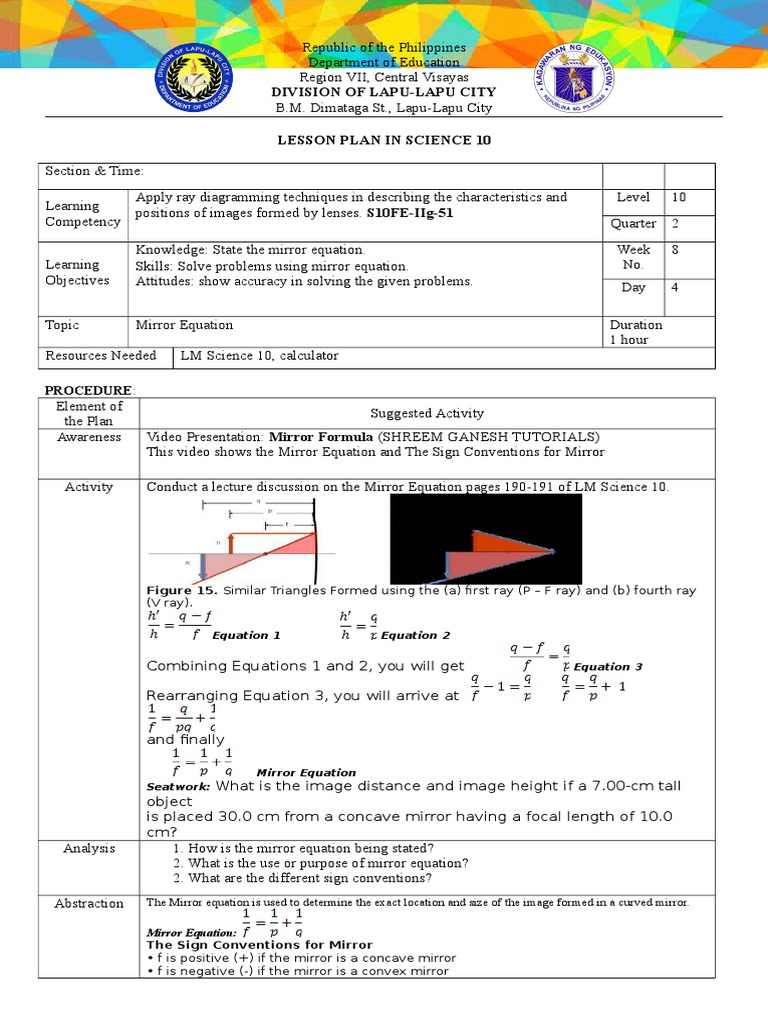 Science 10 - Q2 - W8 - D4 | PDF | Lens (Optics) | Atomic