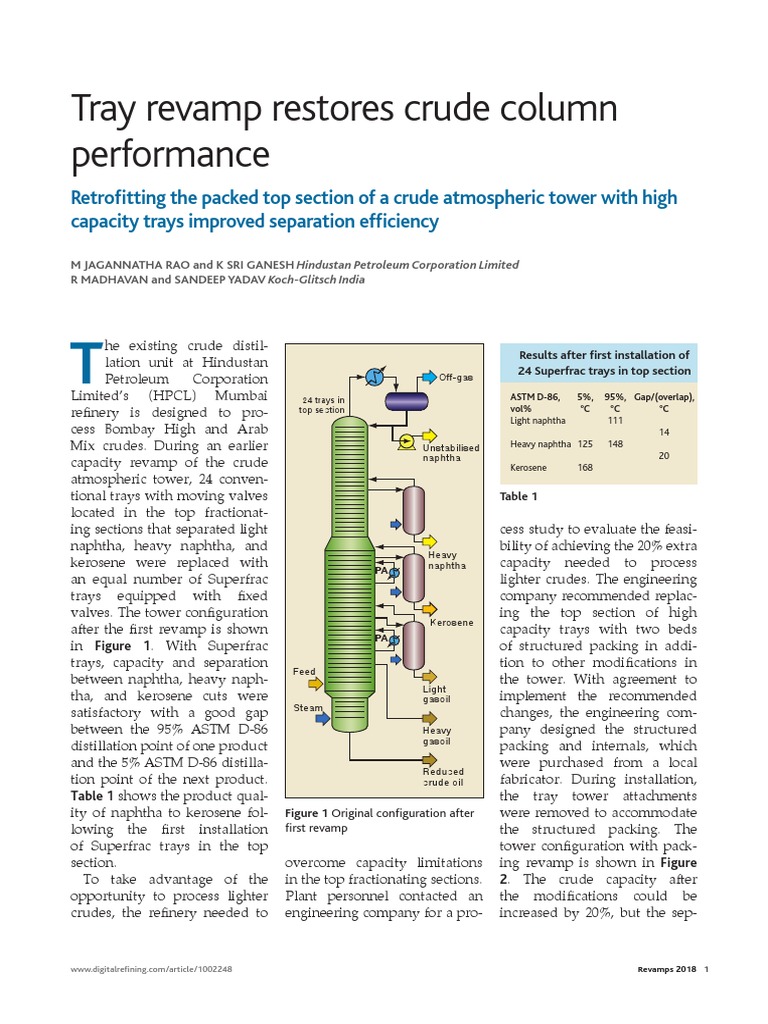 Tray Revamp Restores Crude Column Performance | PDF | Fuel Oil | Oil ...