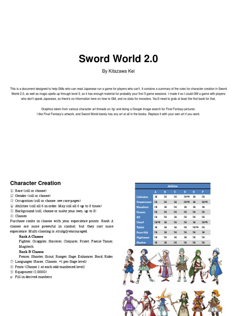 Sword World | PDF | Elf (Dungeons & Dragons) | Dwarf (Dungeons & Dragons)