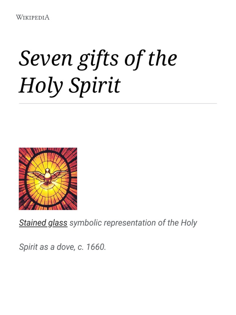 Seven Gifts of The Holy Spirit - Wikipedia | PDF | Confirmation | Courage