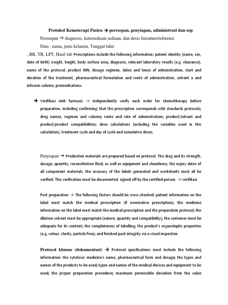 Draft Protokol Verifikasi Obat Kanker | PDF | Dose (Biochemistry) | Chemistry