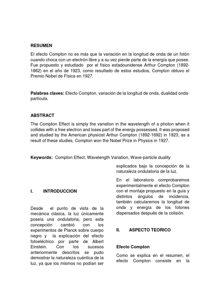 Informe Física - Efecto Compton | PDF | Fotón | Ligero