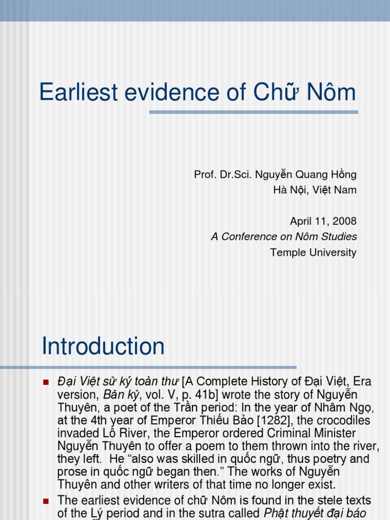 Nguyen Quang Hong - Earliest Evidence of - Chu Nom | PDF | Vietnam ...