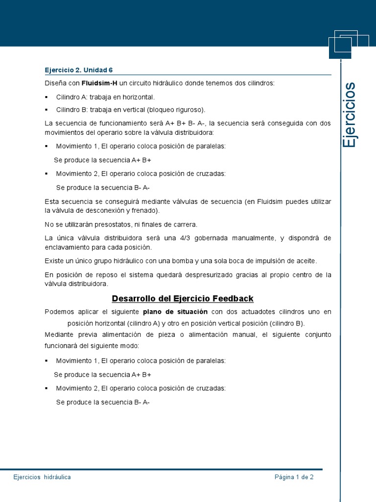 Ejercicio Feedback Hidraulica UD06 - E2 - P1 | PDF