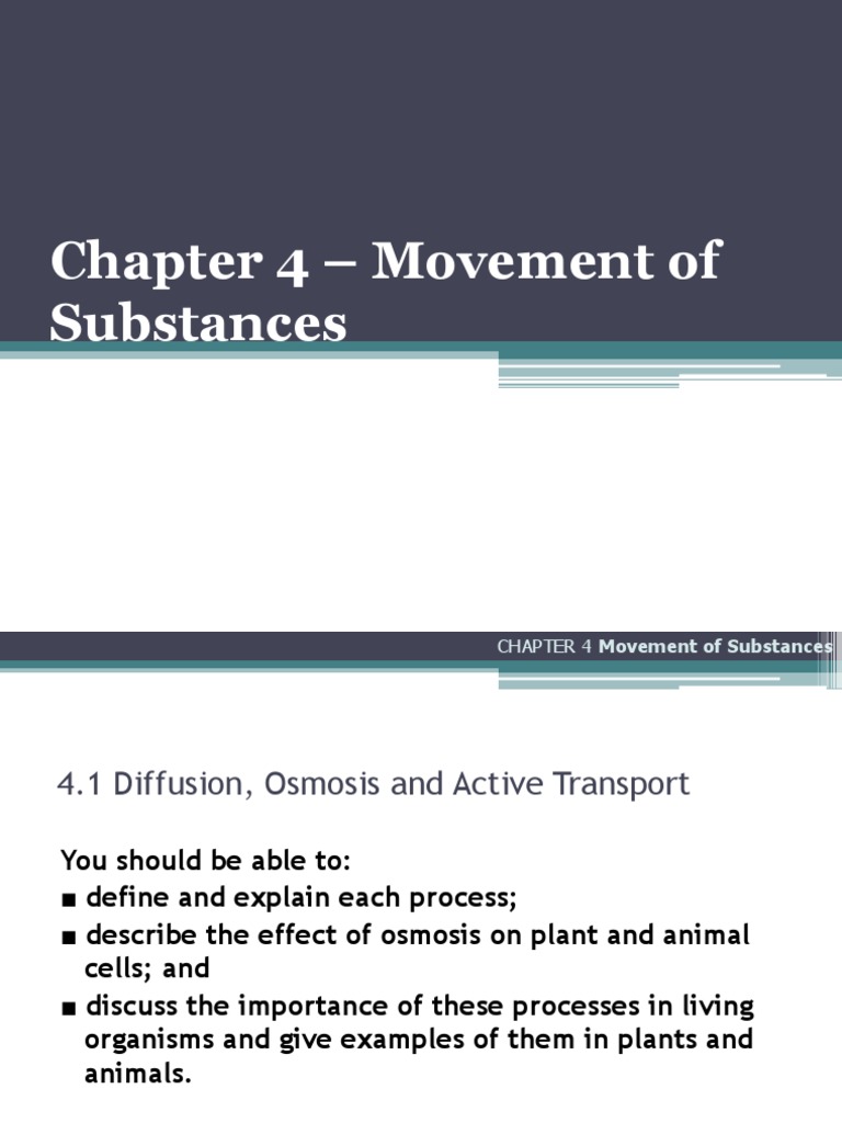Chapter 4 - Movement of Substances | PDF | Osmosis | Diffusion