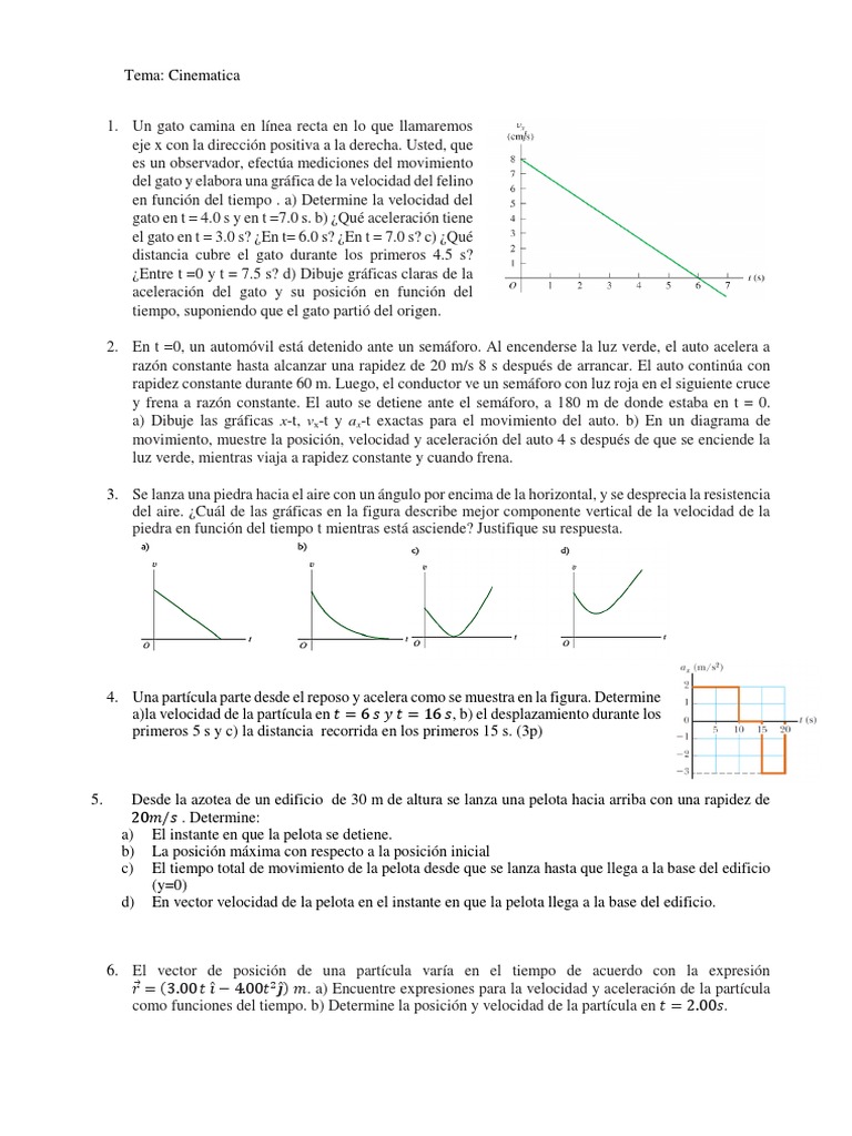 Problemas de Cinematica | PDF | Aceleración | Velocidad