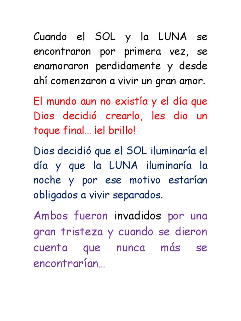 Sol y Luna Es Uno de Los Cuentos Inventados Sobre La Luna y El Sol ...