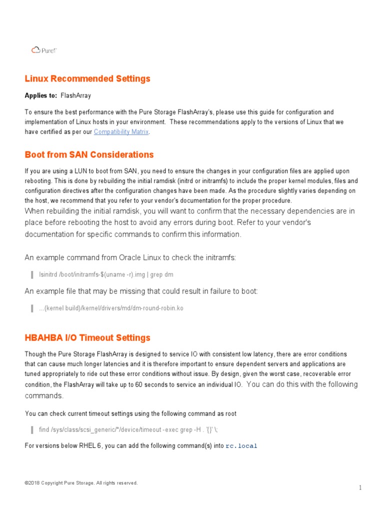 Linux+Recommended+Settings-Multipathing-IO Balance | PDF | Booting | Scheduling (Computing)