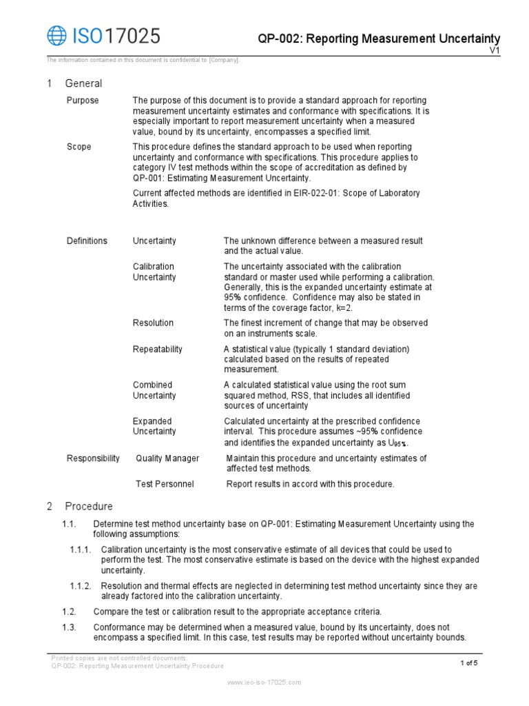Measurement Uncertainty Reporting Guide | PDF | Confidence Interval ...
