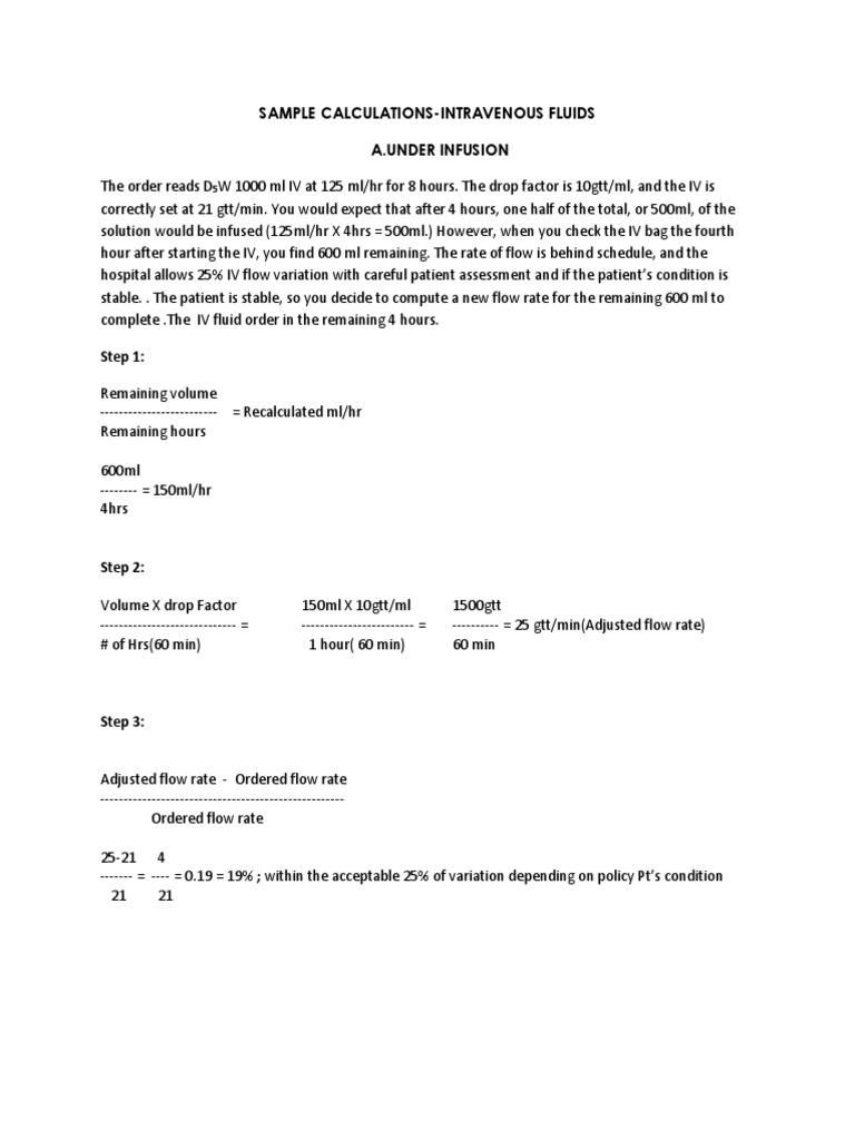 IV Fluid Calculation Guide | PDF | Intravenous Therapy | Flow Measurement