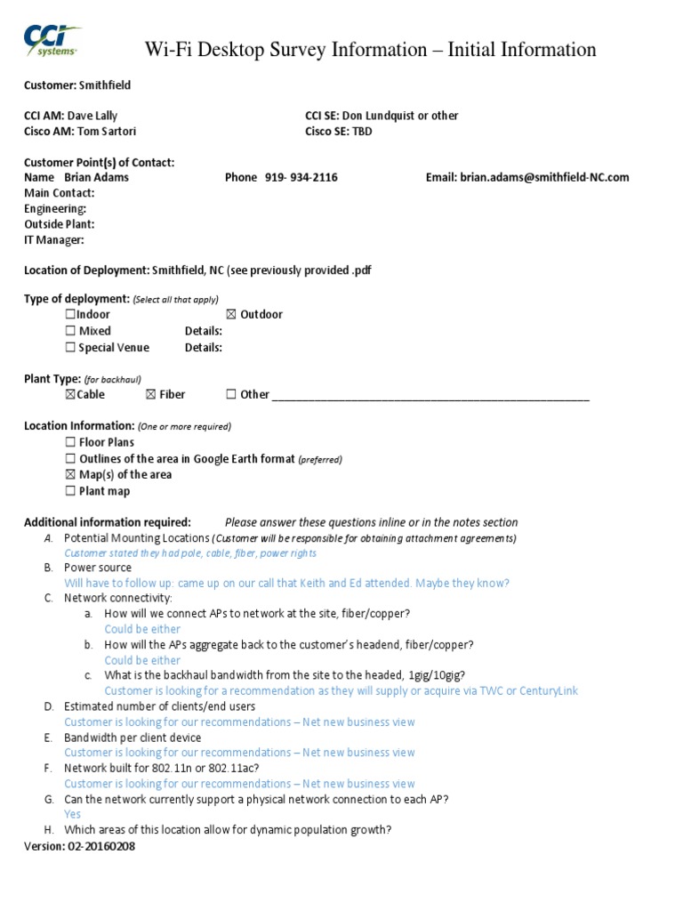 Desktop Survey Questions - Ver 2 - 20160208 | PDF | Ieee 802.11 ...