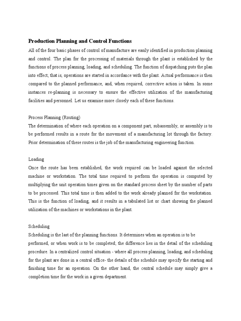 Production Planning & Control Overview | PDF | Inventory | Scheduling ...