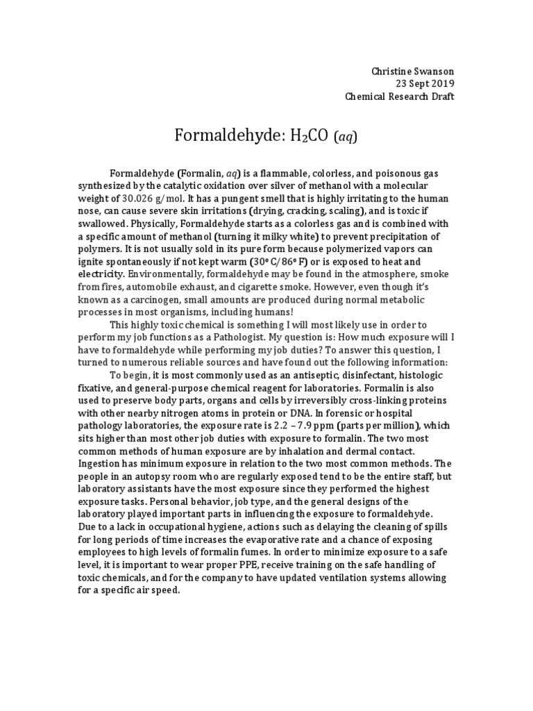 Formaldehyde | PDF | Formaldehyde | Chemical Substances