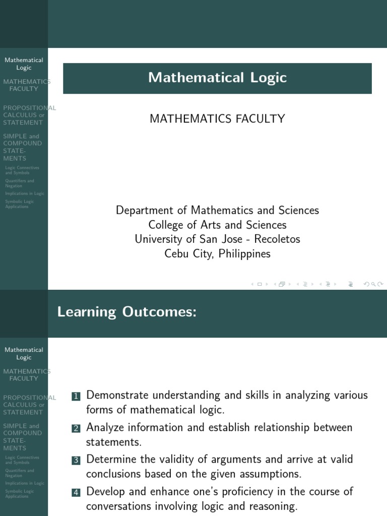 Mathematical Logic: Mathematics Faculty | PDF | Logic | If And Only If