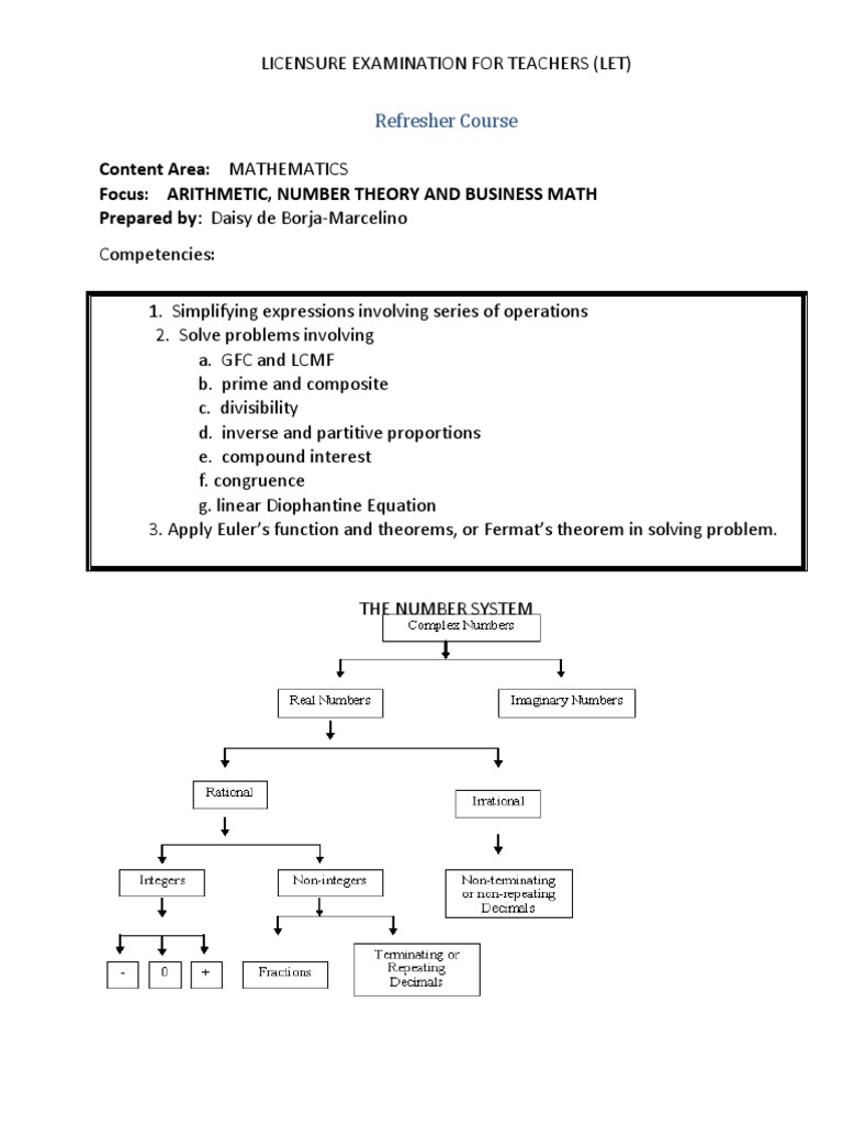 LET Reviewer - Arithmetic, Number Theory, Business Math | PDF ...