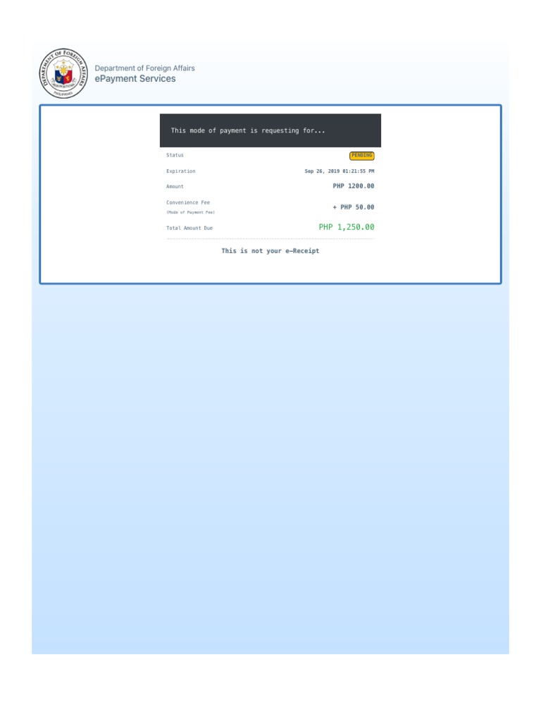 Epayment Services: Department of Foreign Affairs | PDF