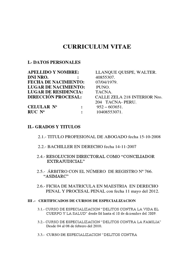 CURRICULUM VITAE de Walter | PDF