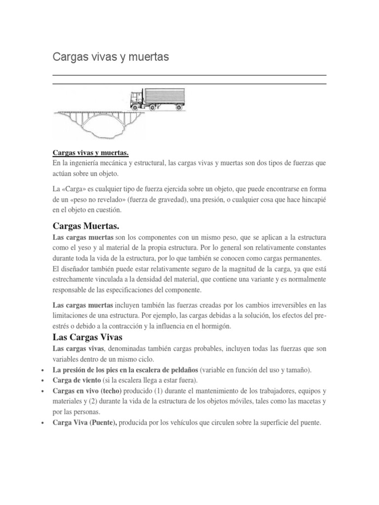 Cargas Vivas y Muertas | PDF