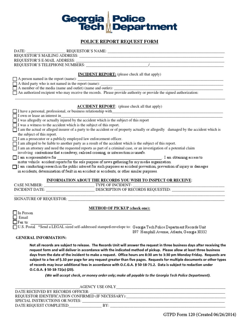Police Report Request Form Template | PDF | Traffic Collision | Justice