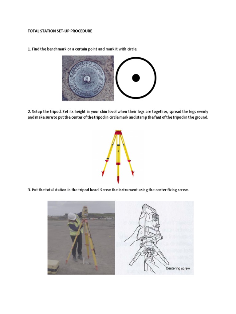 Total Station Set Up Procedure | PDF