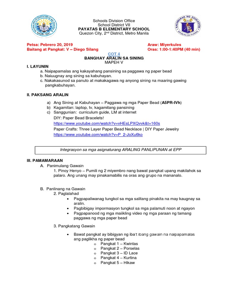 Cot 2 Mapeh Grade 5 | PDF