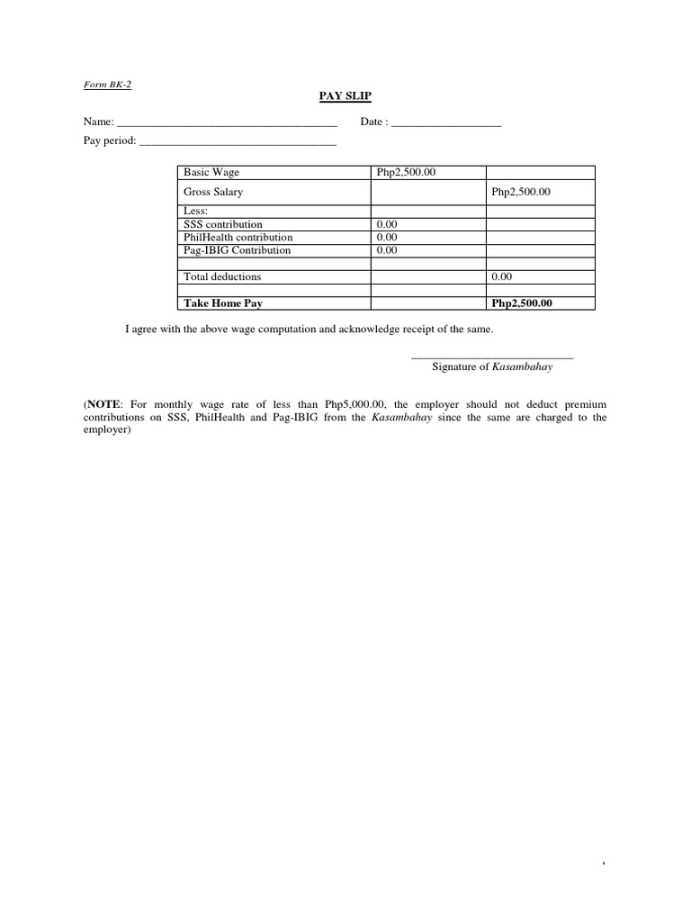 Sample Payslip Kasambahay Law Pdf Pdf