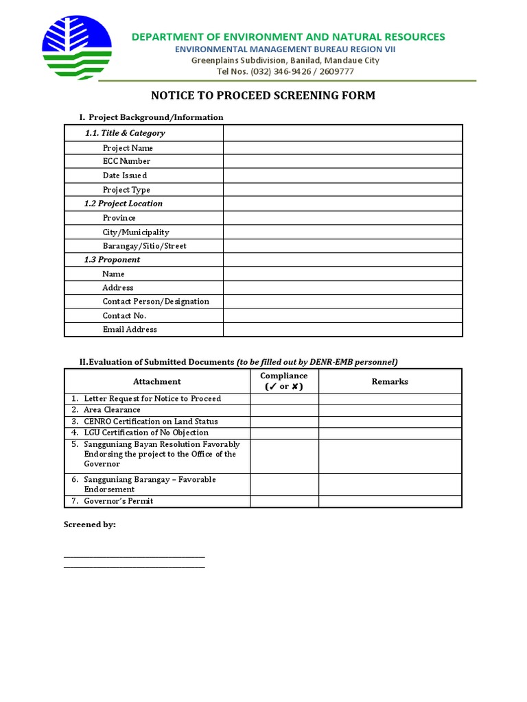 6 Notice To Proceed Screening | PDF | Law | Science & Mathematics