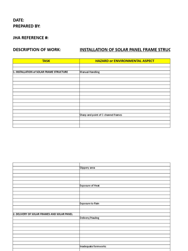 JHA Installation of Solar Panel | PDF | Personal Protective Equipment ...