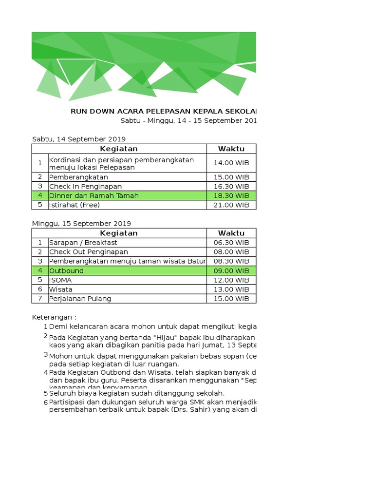 Rundown Acara Perpisahan | PDF