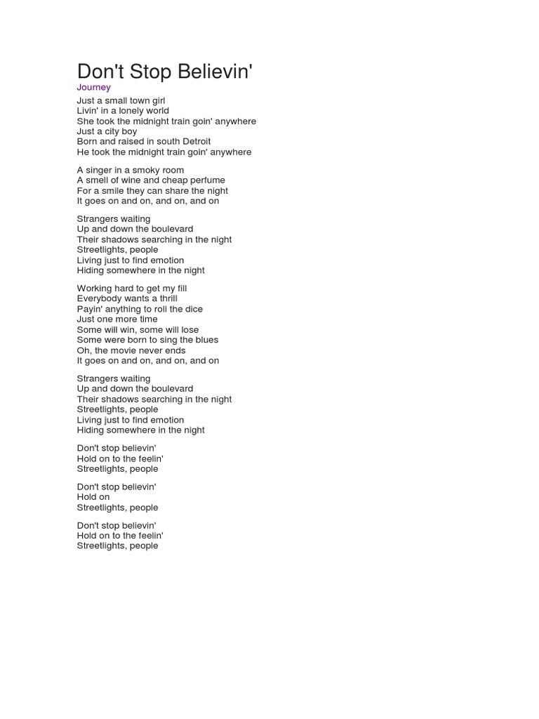 Don't Stop Believin': Journey | PDF | Art | Mystery, Thriller & Crime ...