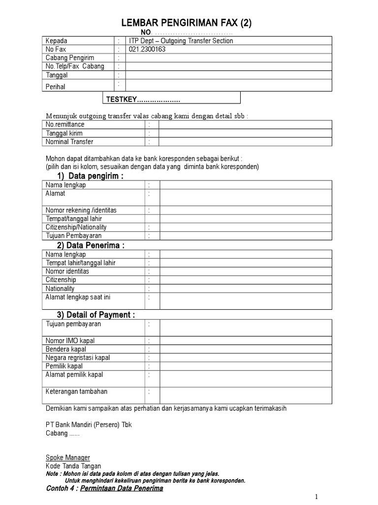 Lembar Pengiriman Fax (Ofac) Fsgysdb | PDF
