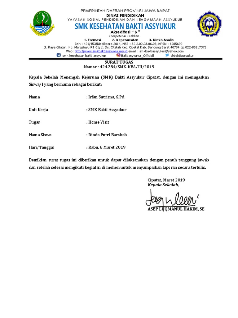 Surat Tugas BKK | PDF